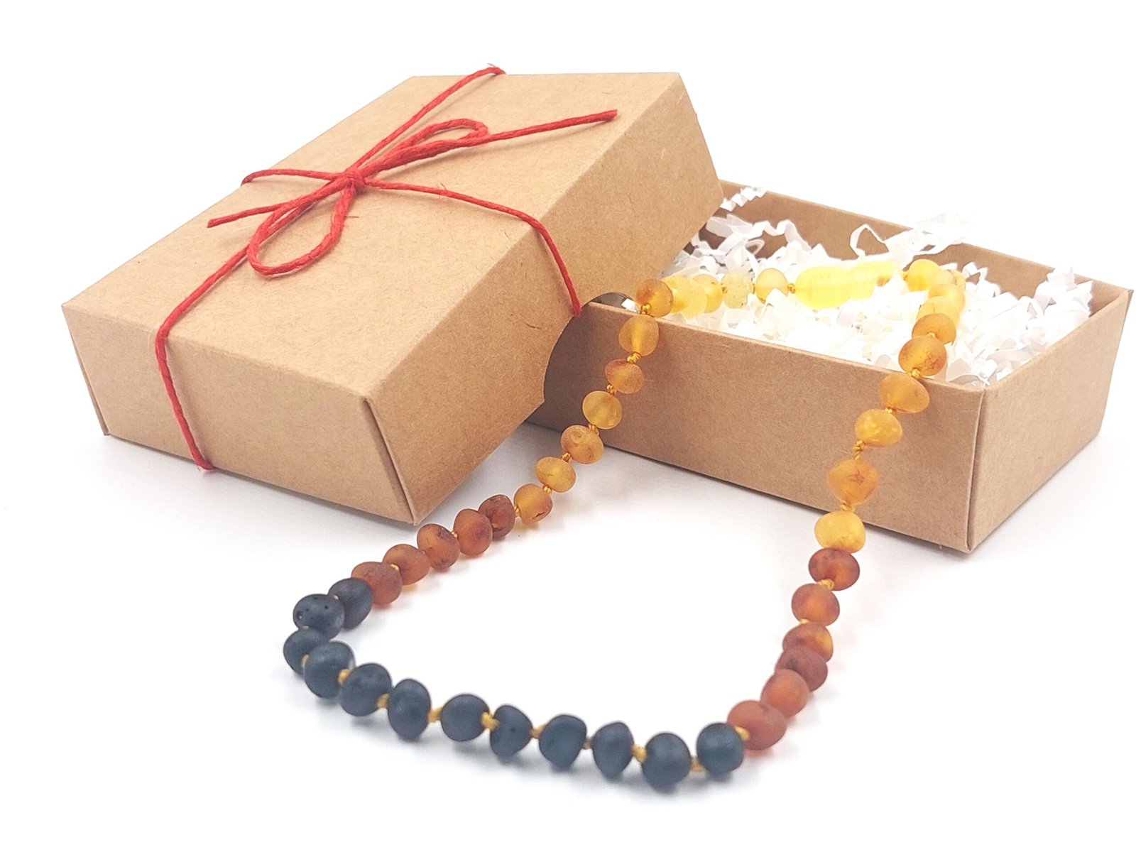 Unpolished rainbow amber necklace for kids - raambre